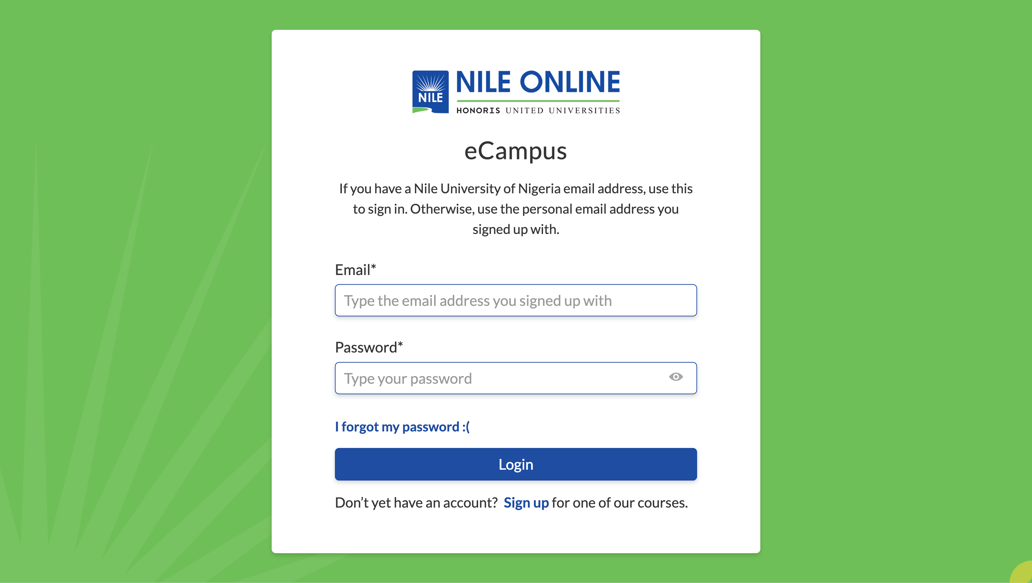 eCampus: Login and Forgot Password